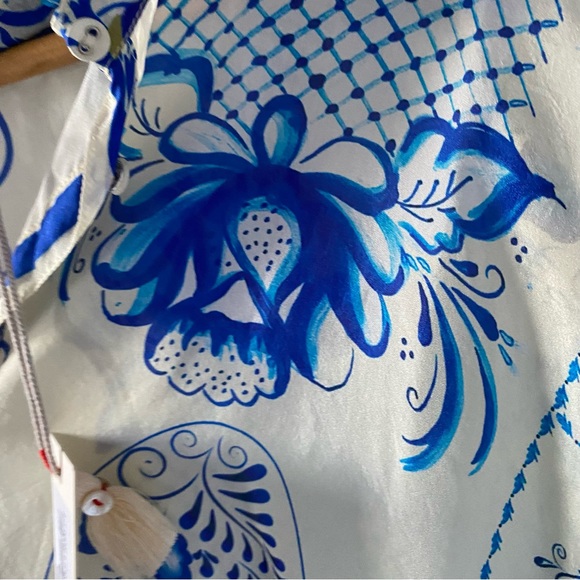 Johnny Was | Tops | Johnny Was Farrow Seline Silk Blouse Floral Blue Sz ...